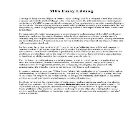 Mba Essay Editing | PDF