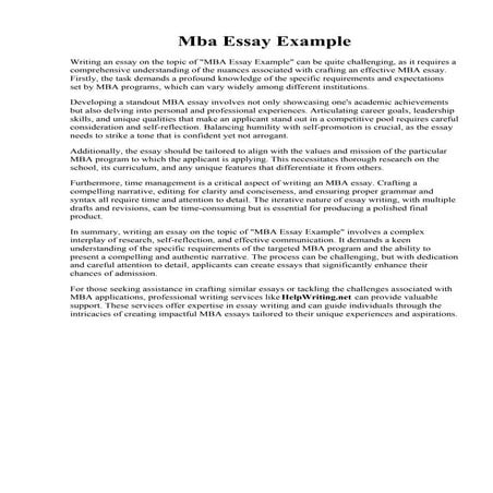 Mba Essay Example | PDF