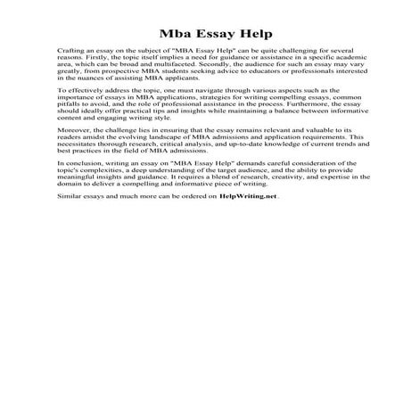 Mba Essay Help | PDF