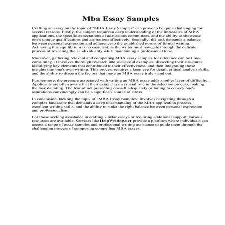 Mba Essay Samples. . MBA Essay Sample by Jimmie Cantrell - Issuu | PDF