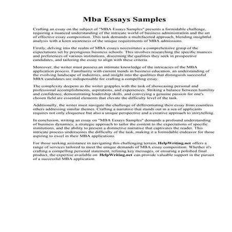 Mba Essays Samples. Mba essay writingguide | PDF