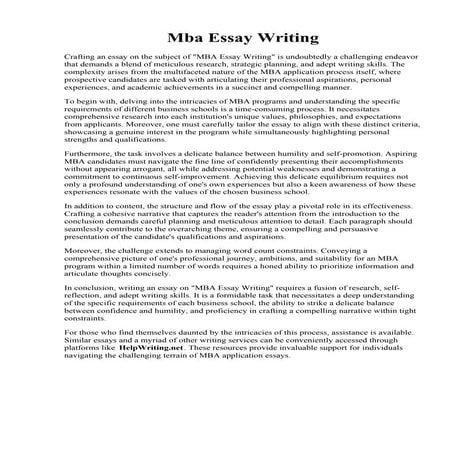 Mba Essay Writing.pdf | Education