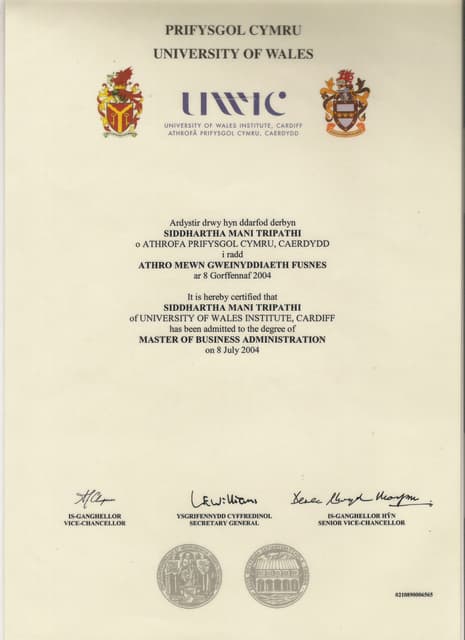 Convocation Certificate - M.B.A | PDF