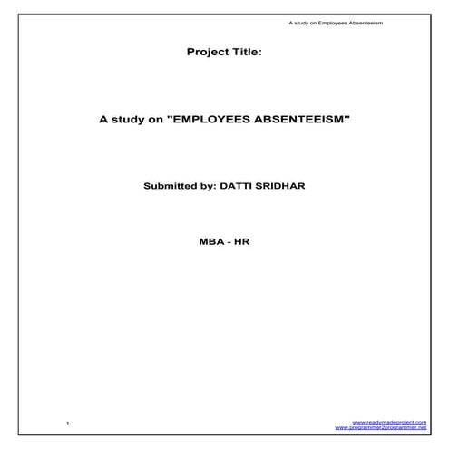 MBA HR PROJECT REPORT study_on_employees_absenteeism.doc