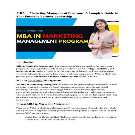 Why choose MBA in Marketing? | PDF