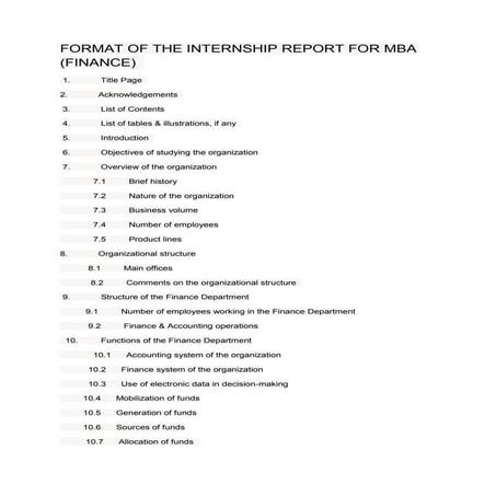 Mba internship formats | PDF