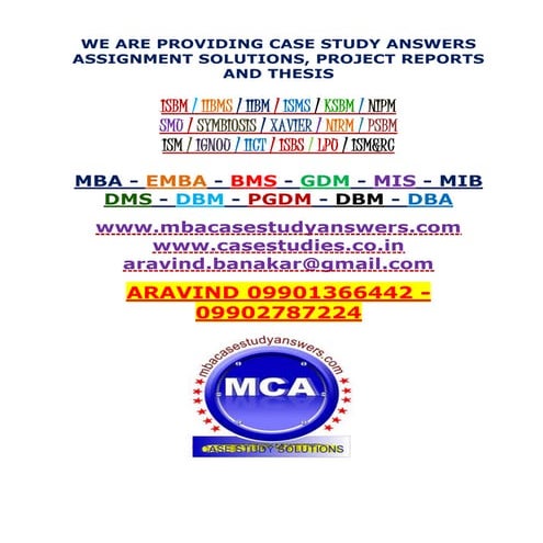 Mba isbm case study answers and solutions | DOCX