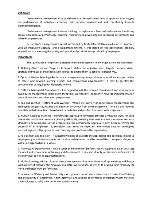 Performance management mod 1 | PDF