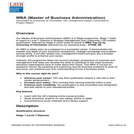 MBA (Master of Business Administration) | PDF