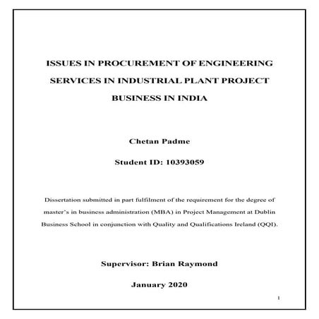 Dissertation Report : MBA Project Management | PDF