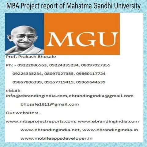 Mba project report of mahatma gandhi university | PPTX