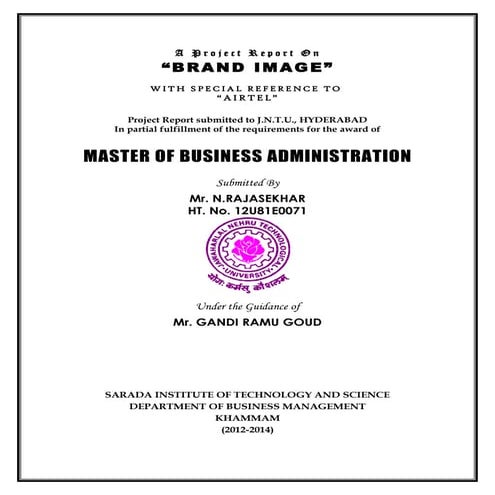 Mba project title pages karunaker | DOC