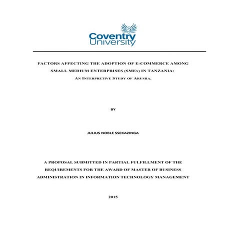 Factors Affecting the Adoption of e-Commerce among Small Medium ...