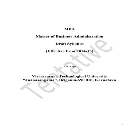 Mba syllabus for vtu | PDF