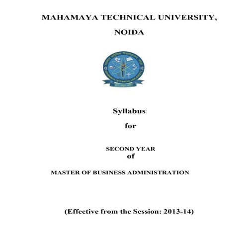 Mba syllabus iii & iv semester 2013 14 | PDF | Undergraduate Education ...
