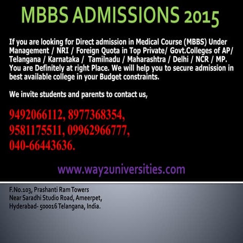 MBBS Admissions 2015 | PPT