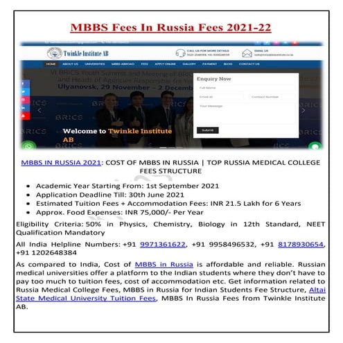 Mbbs fees in russia fees 2021 | PDF