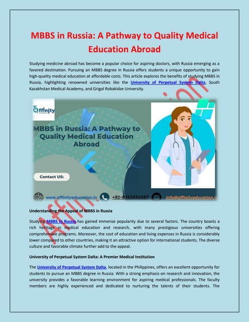 A Comprehensive Guide to Studying at Russian Universities | PDF