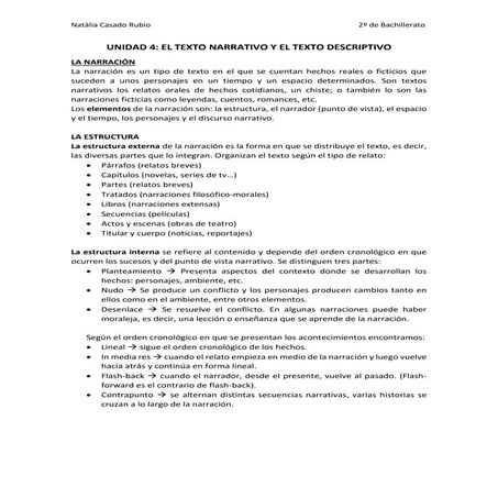 Unidad 4 - el texto narrativo y el texto descriptivo | PDF