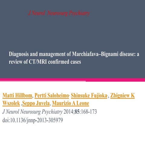 Marchiafava Bignami Disease Mbd Pptx