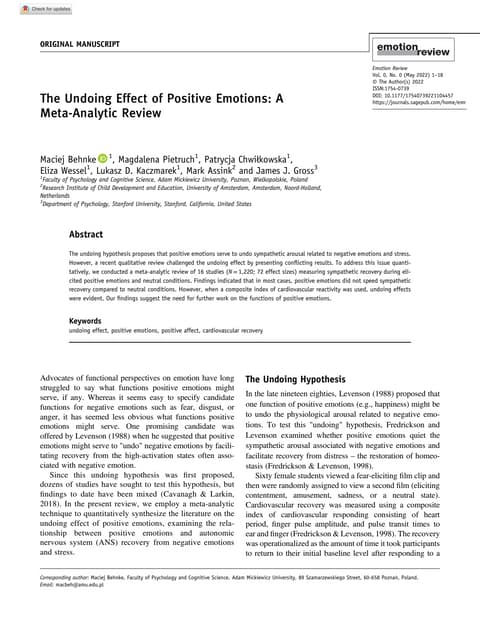 Affective Context Of Sadness And Physiological Response Patterns | PDF