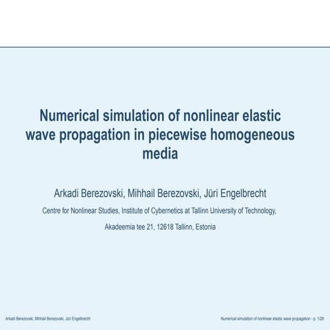 2006 Numerical Simulation Of Nonlinear Elastic Wave Propagation In