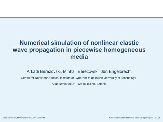 2006 Numerical Simulation Of Nonlinear Elastic Wave Propagation In