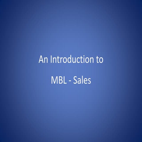 Mbl sales induction | PPT