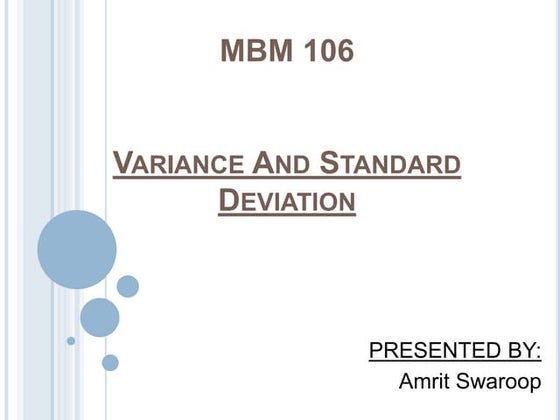 Variance And Standard Deviation Ppt