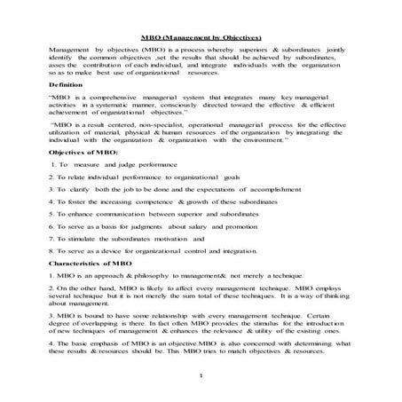 MBO- Management In Objective Word File | PDF