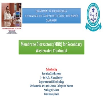 Membrane bioreactor (MBR)for secondary wastewater treatment | PPTX