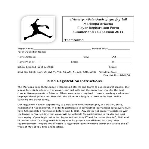 MBRL Softball Registration | PDF