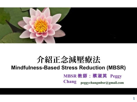 介紹正念減壓療法 Mindfulness-Based Stress Reduction (MBSR) | PPT
