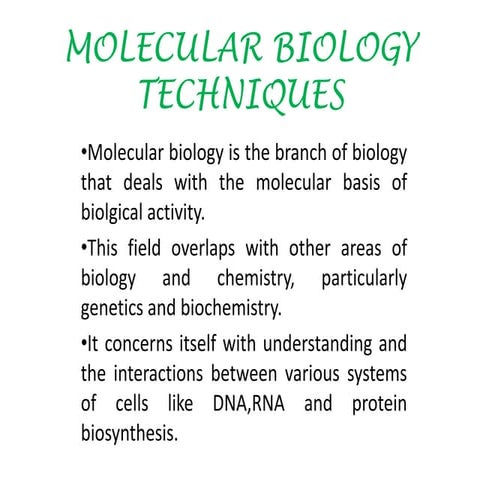 molecular biology techniques | PPTX
