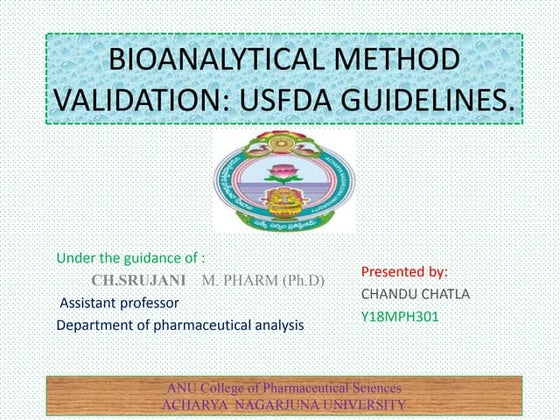 USFDA bio analytical method development and validation | PPTX | Biotech ...
