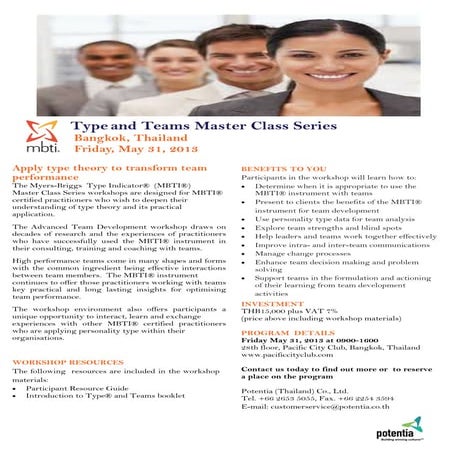 Mbti master class type and teams 2013 2 | PDF