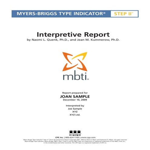 MBTI® Step II Interpretive Report | PDF