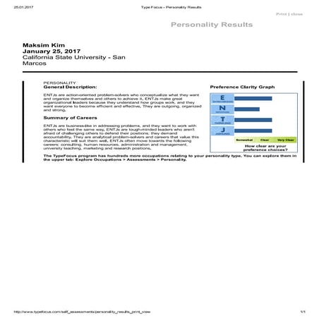 MBTI test - Kim Maksim | PDF