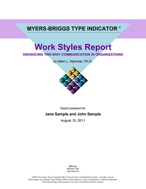 MBTI® Team Report - Sample | PDF