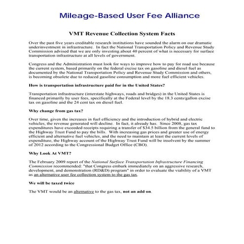 Mileage Based User Fee Alliance FAQ | PDF
