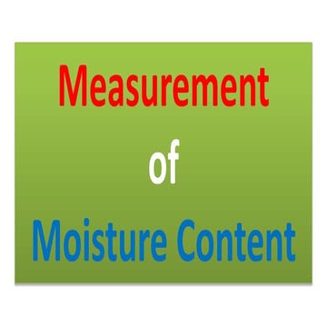 Measurement of Moisture Content | PPTX