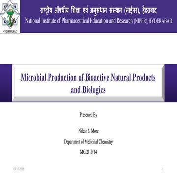 Microbial Production of Bio-active Natural Products and Biologics | PPTX