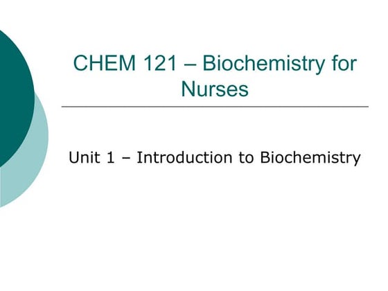Chapter 1 - Introduction to Biochemistry (slideshare) | PPT | Biological Sciences | Science