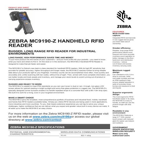 Mc9190z spec-sheet-en rfid | PDF