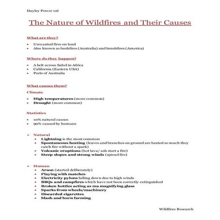 Wildfires revision guide | PPTX