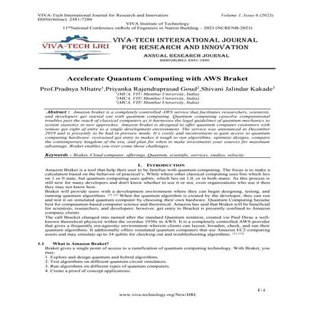 Accelerate Quantum Computing with AWS Braket | PDF