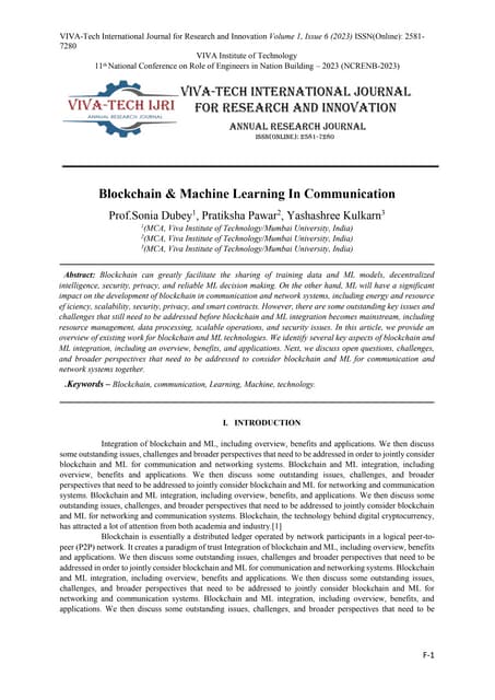 Blockchain And Machine Learning In Communication Pdf