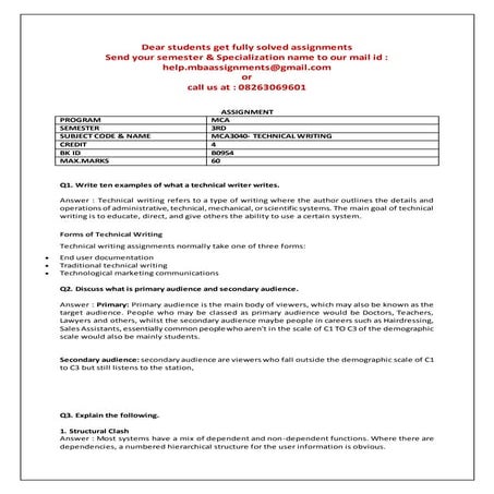 Mca3040 technical writing | DOCX