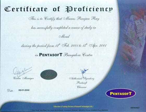 Pentasoft work certificate | PDF