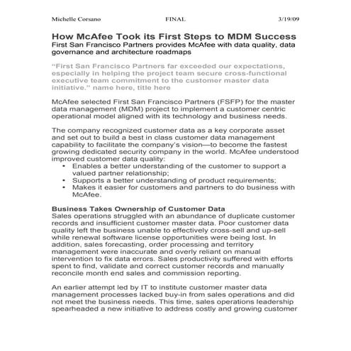 McAfee Enterprise Data Management Case Study | PDF